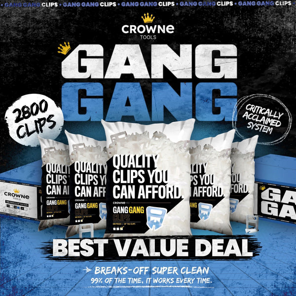 1/8" Tile Leveling Clips | 2800 Value Pack | Gang Gang | Crowne Tools
