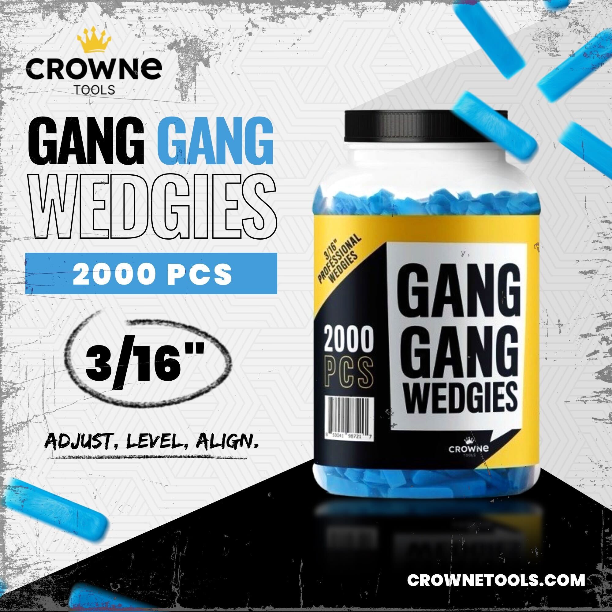 Gang Gang 3/16" Tile Wedgies | Precision Tile Shims | Jar of 2000 ...